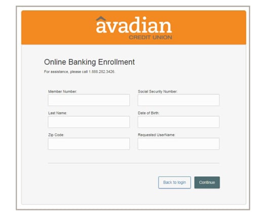 Avadian Credit Union | New Online Registration