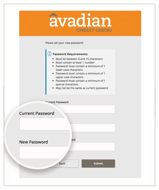 Avadian Credit Union | First Time Logging In