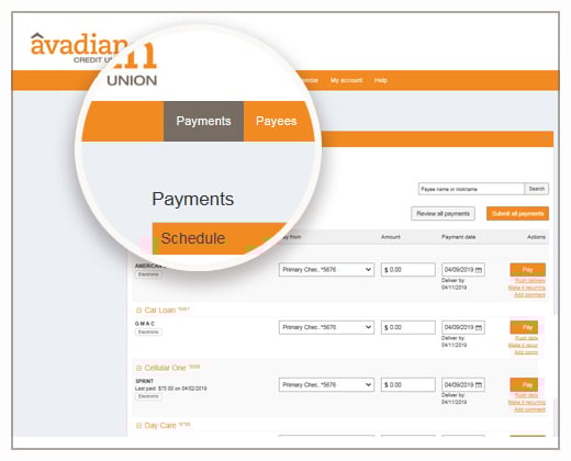 Avadian Credit Union | The New Look for Bill Pay
